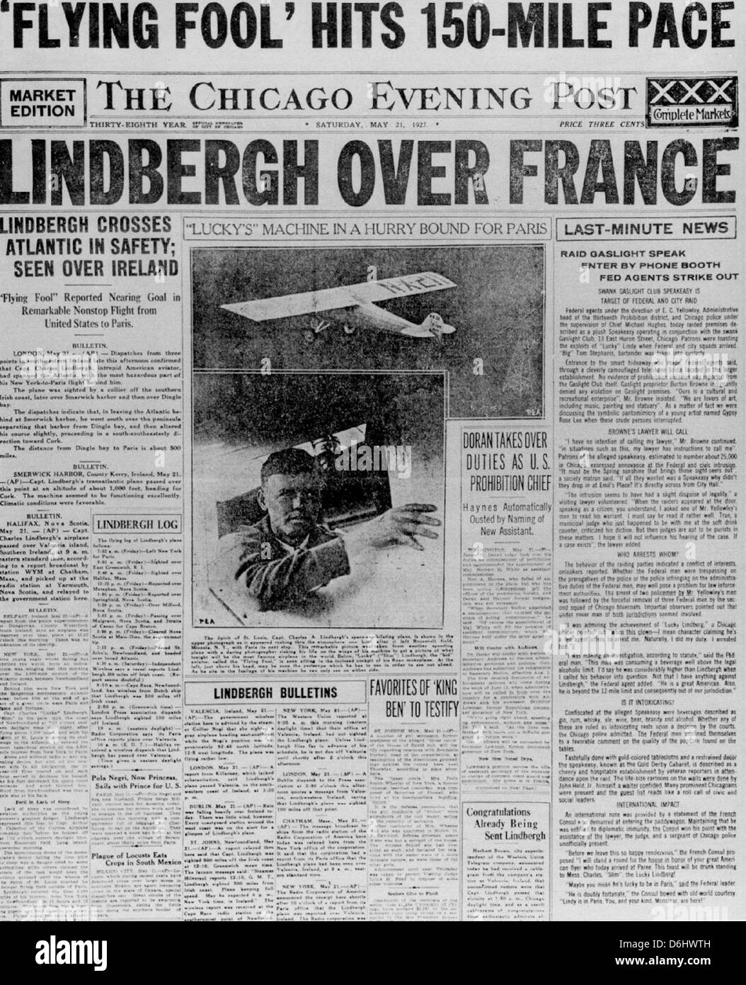 This news article highlights the achievements of Charles Lindbergh ...