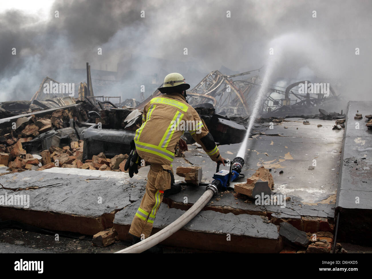 Berlin, Germany, fireman extinguishing the use of Siemens in Berlin ...