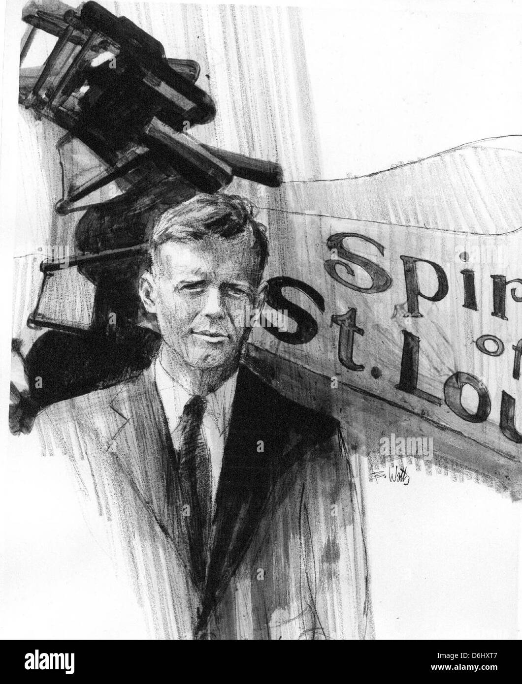 This photograph captures Charles Lindbergh, the pioneering aviator who ...