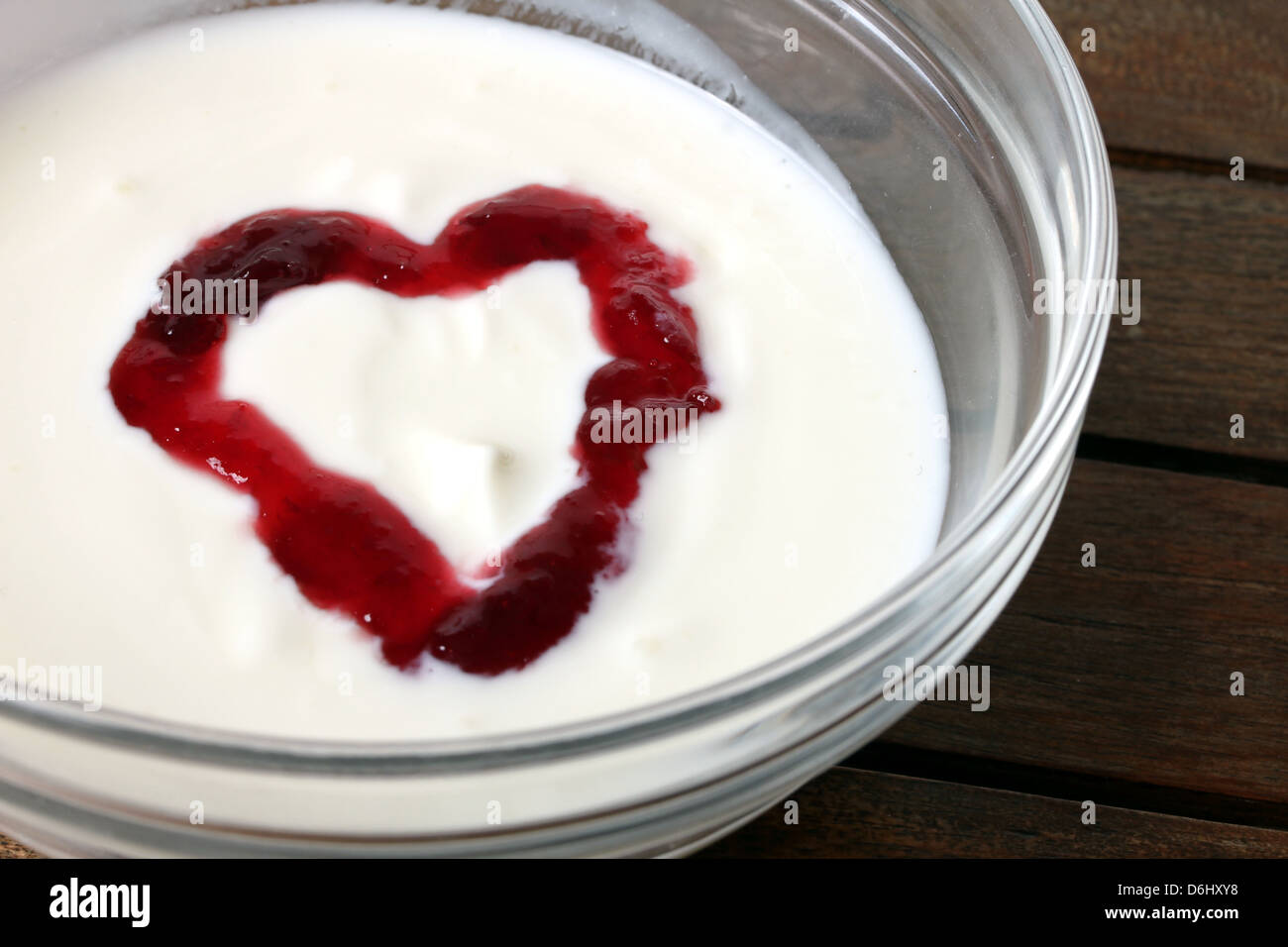 heart shaped fruit yogurt Stock Photo - Alamy