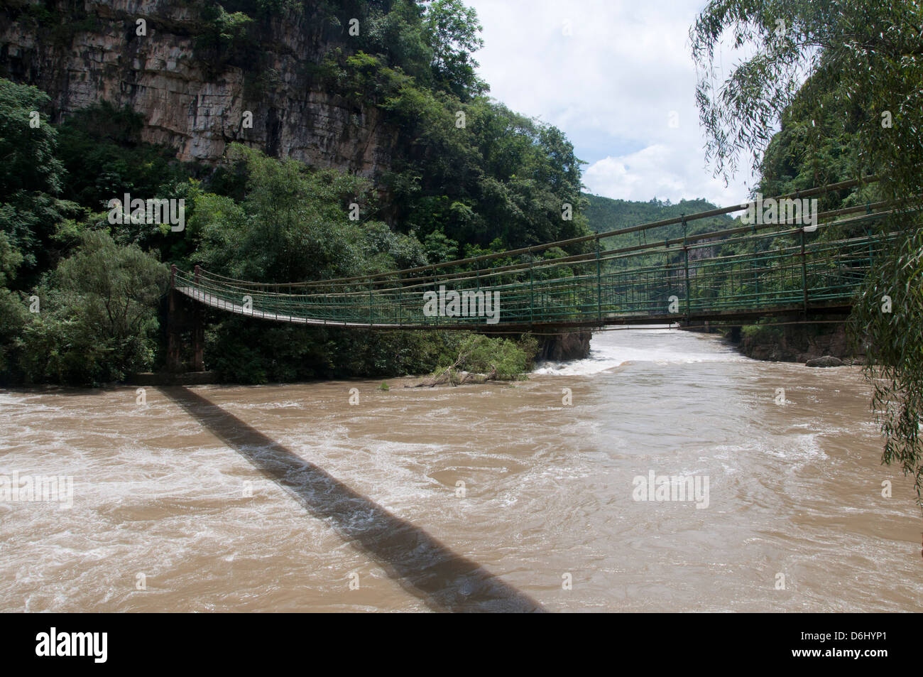 rope bridge on canyon river Stock Photo - Alamy