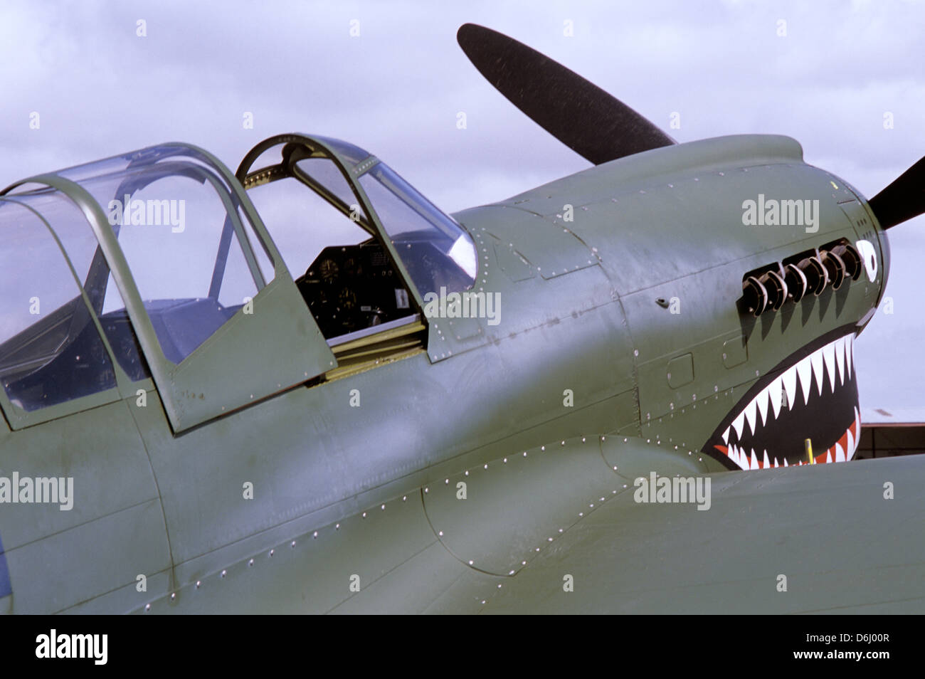 close up view of dual cockpit P40 with original army Airforce colors ...