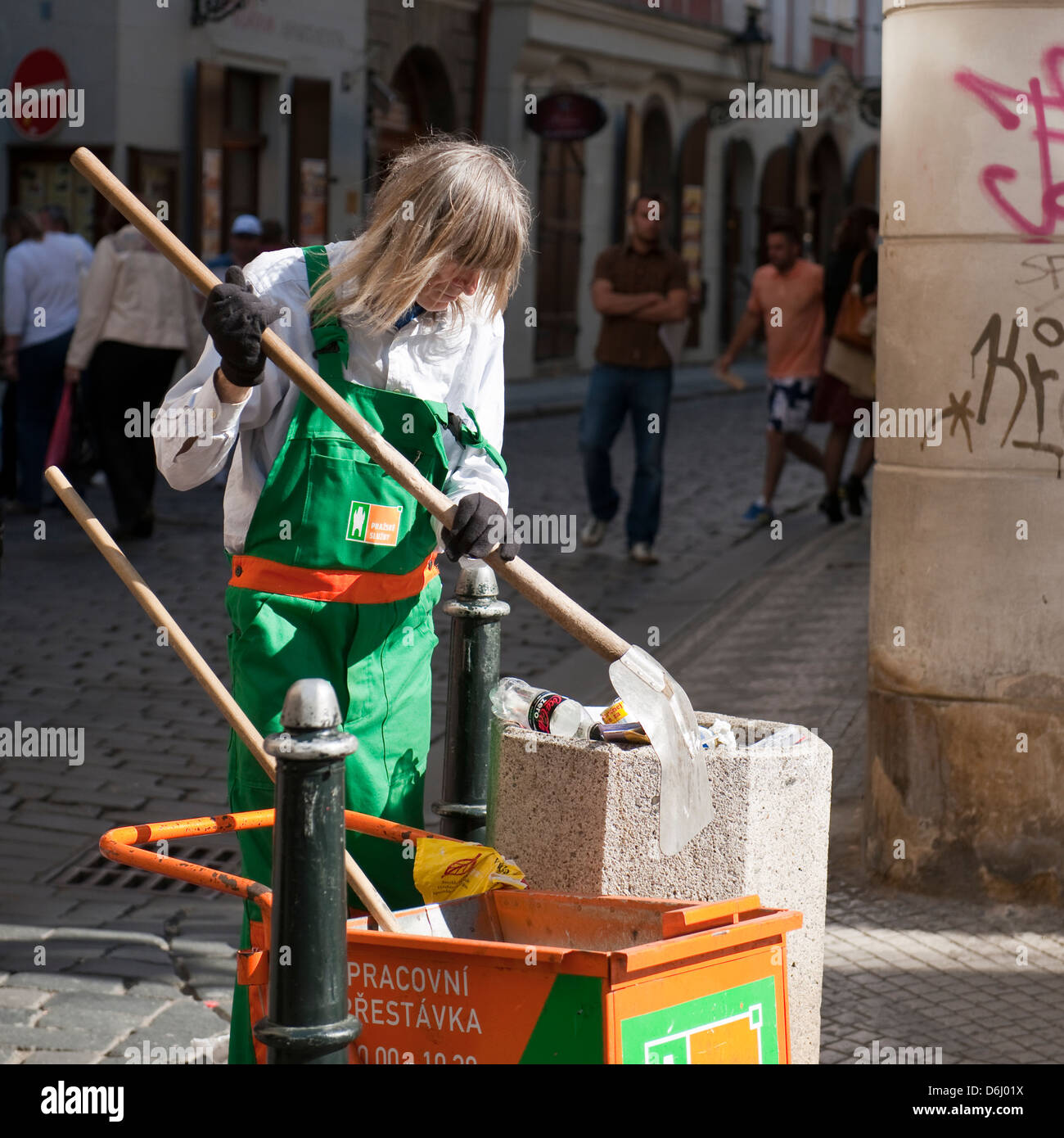 Street cleaner at work, Prague Stock Photo - Alamy
