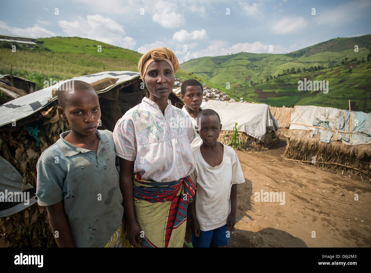 Refugee family in Kibabi Camp in North Kivu Province, Eastern DRC Stock ...