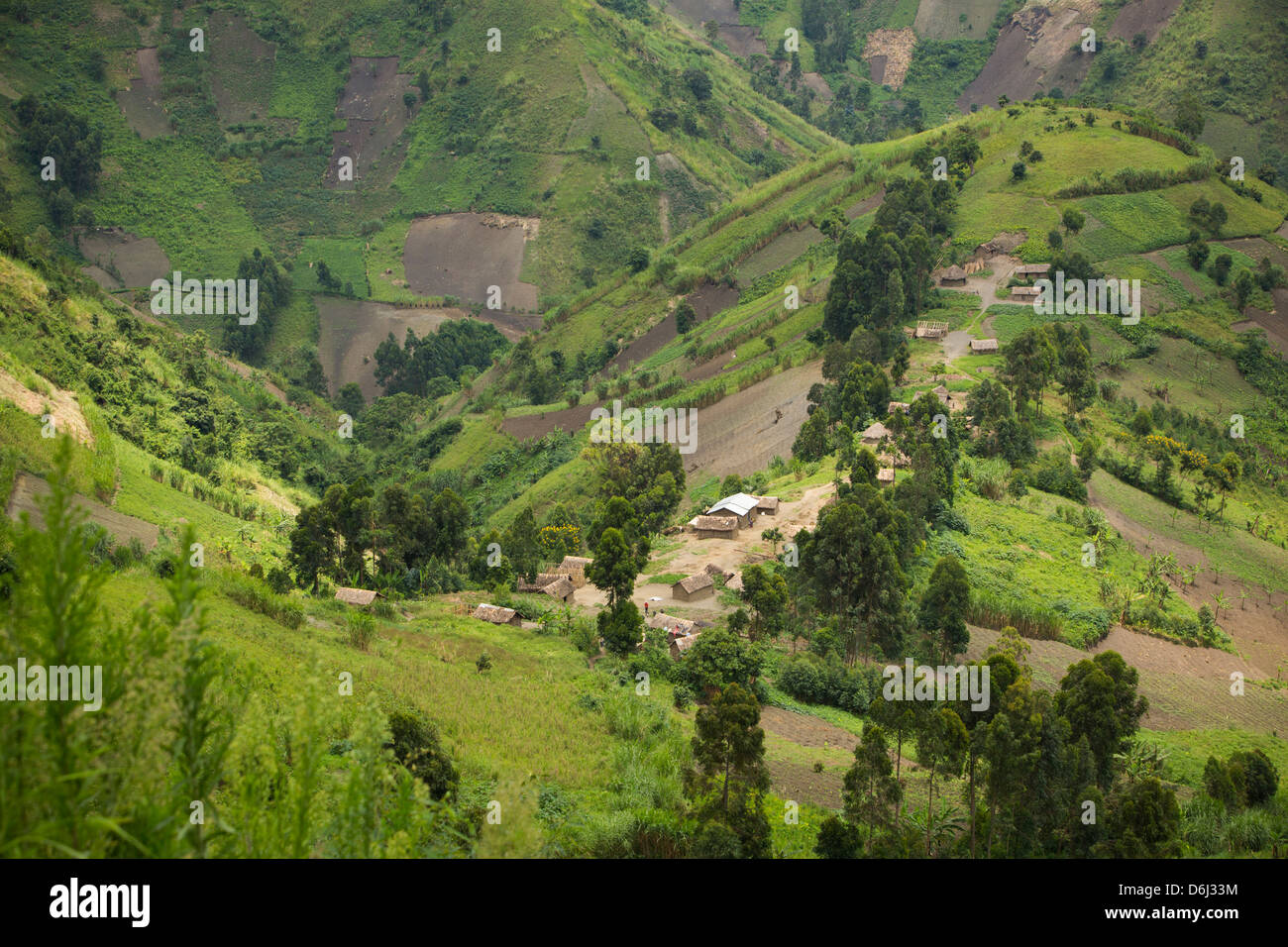 Rolling hills and villages mark the landscape of Masisi Territory ...