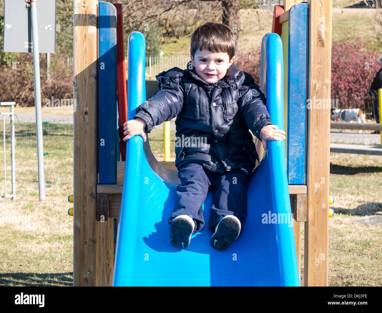 child on chute Stock Photo - Alamy