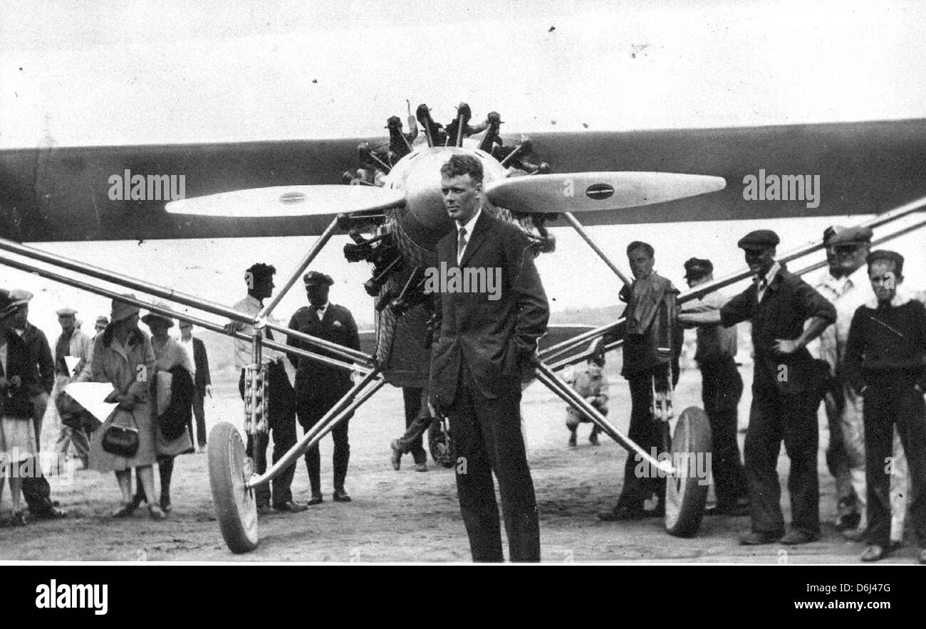 This photo of Charles Lindbergh in 1927 shows him with the Ryan NYP ...