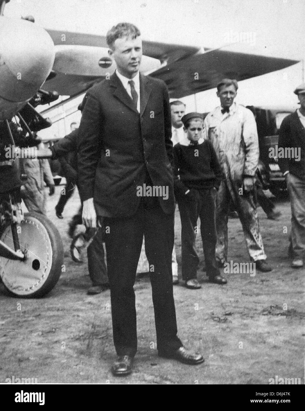 Charles lindbergh his plane spirit st louis Black and White Stock ...