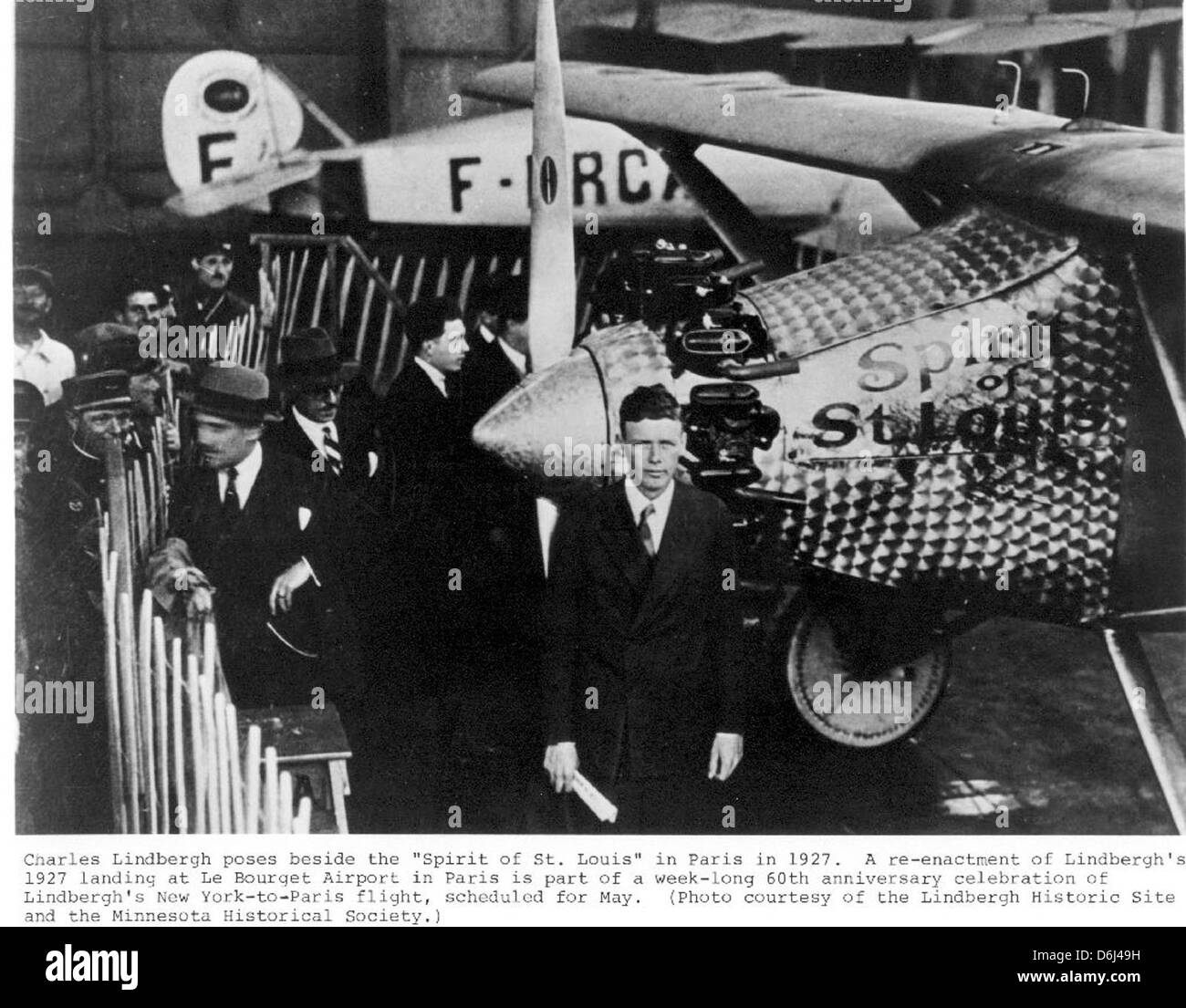 Charles Lindbergh’s 1927 arrival at Le Bourget Airport in Paris, aboard ...