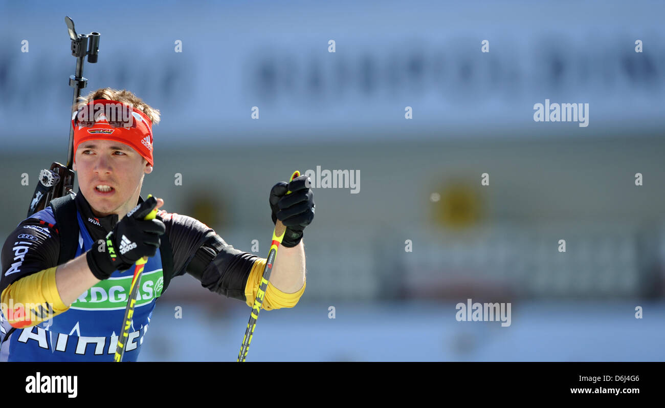 German biathlete Simon Schempp is pictured during a training session of ...