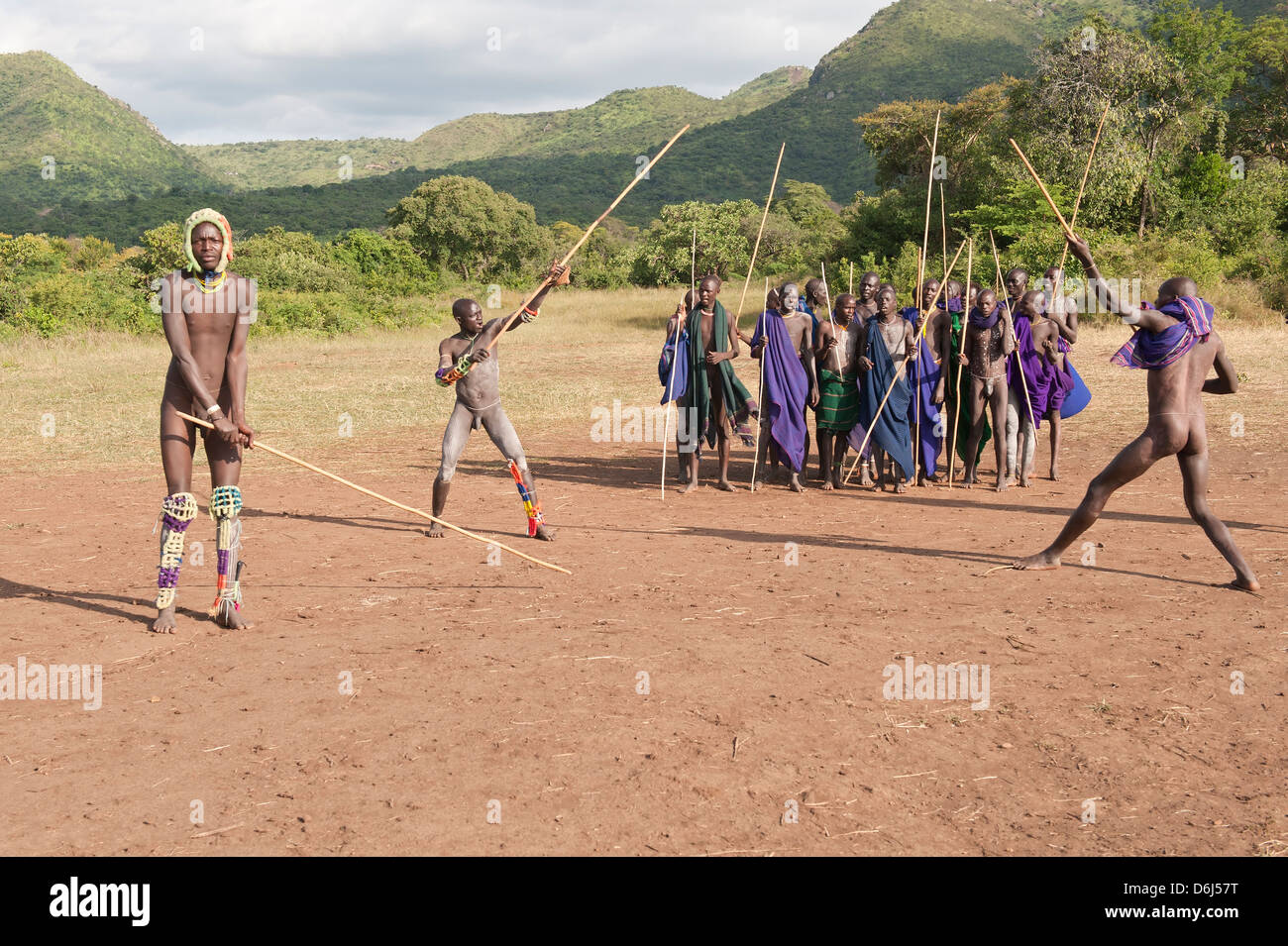 Donga stick fighters, Surma tribe, Tulgit, Omo River Valley, Ethiopia ...