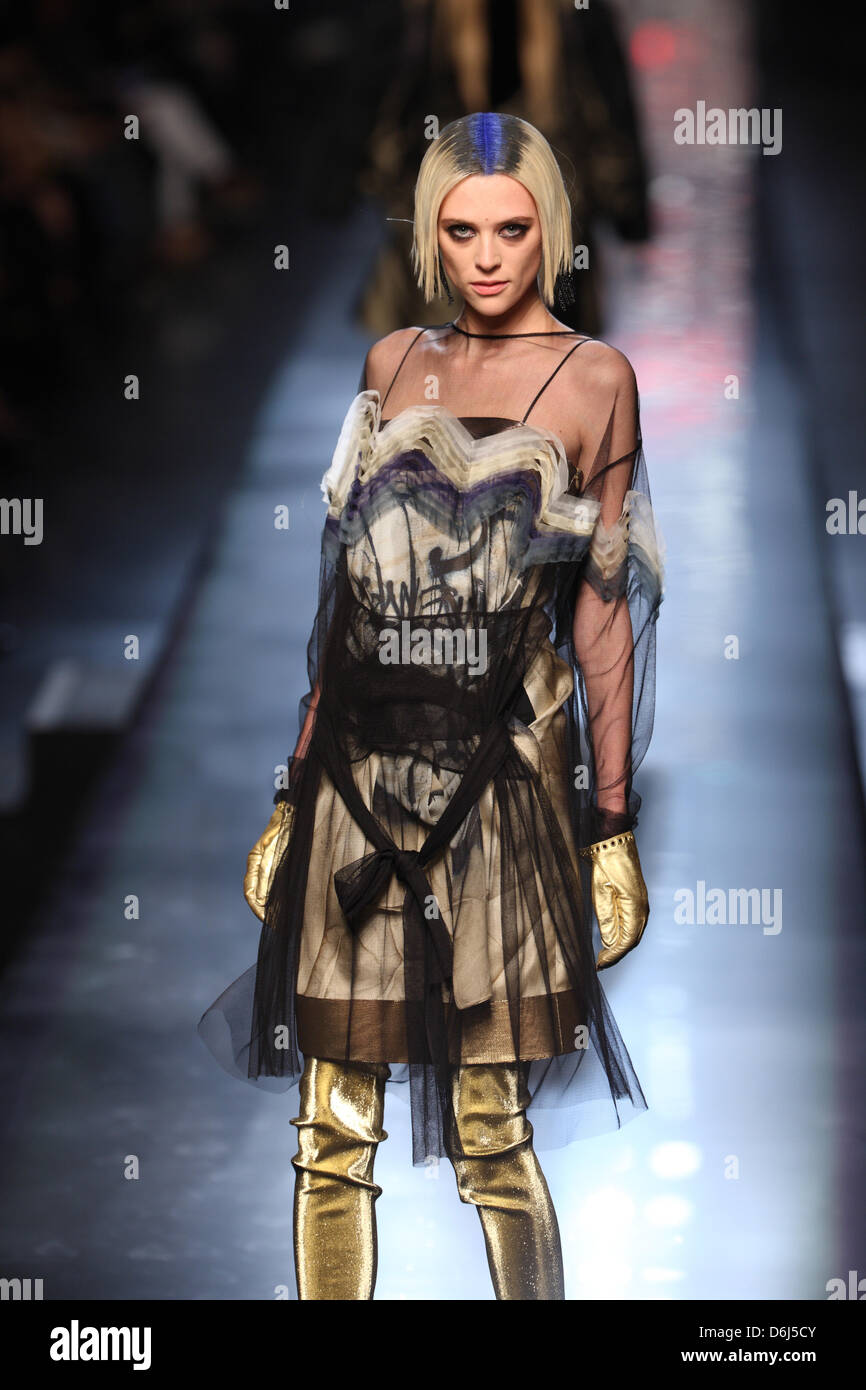A model wears a creation by French designer Jean Paul Gaultier as part ...