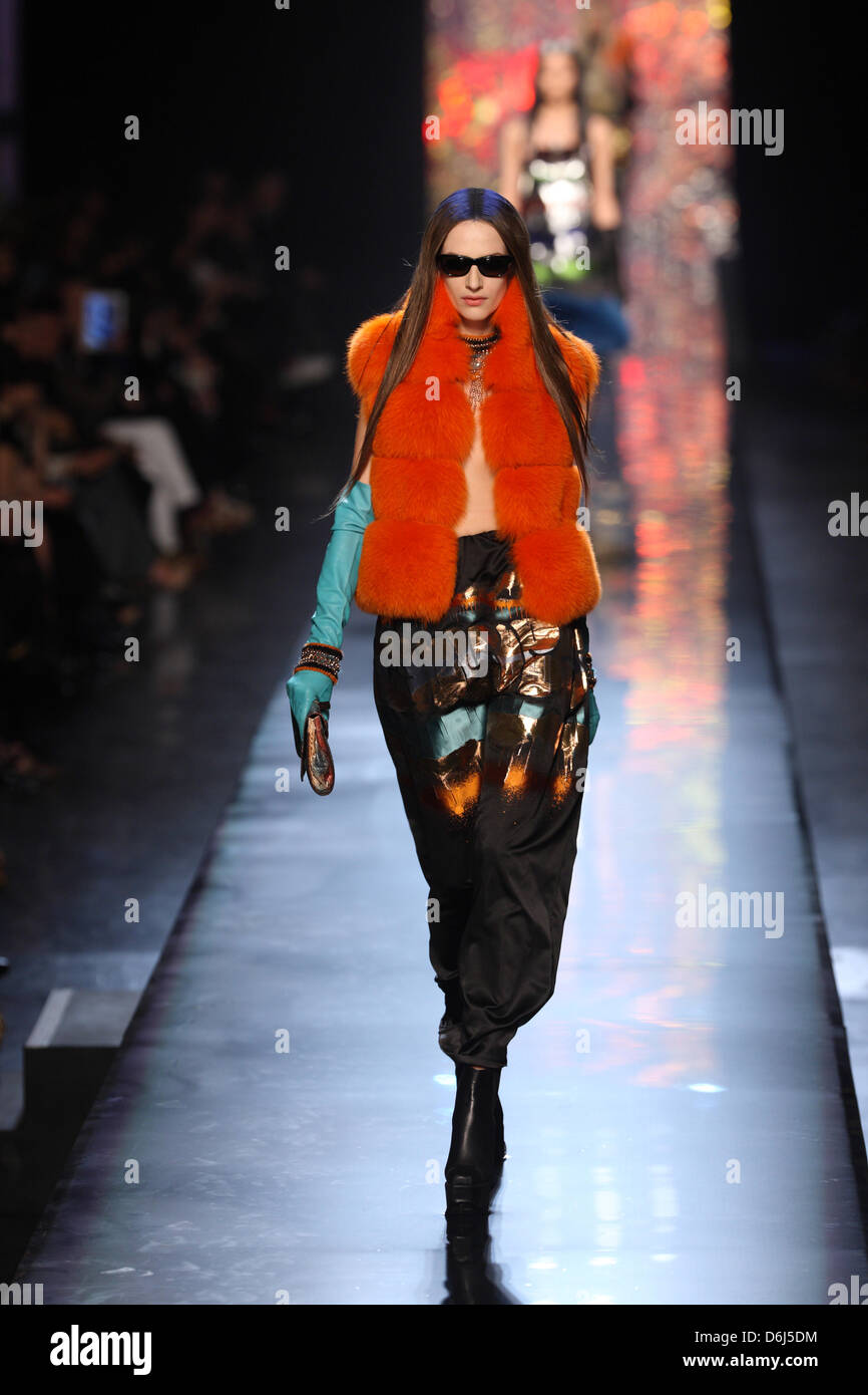 A model wears a creation by French designer Jean Paul Gaultier as part ...