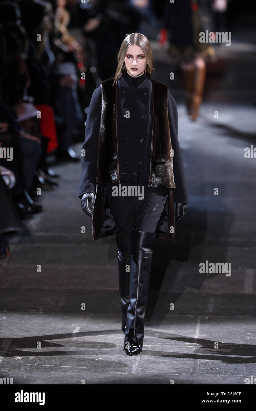 A model wears a creation by French label Givenchy as part of the women ...