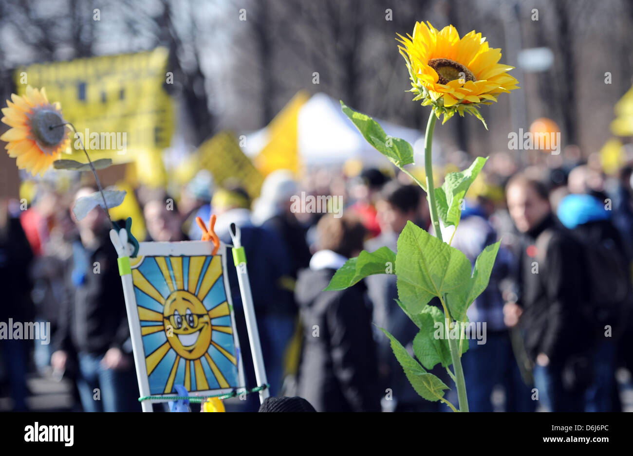 Demonstrators protest against planned cuts in the public promotion ...