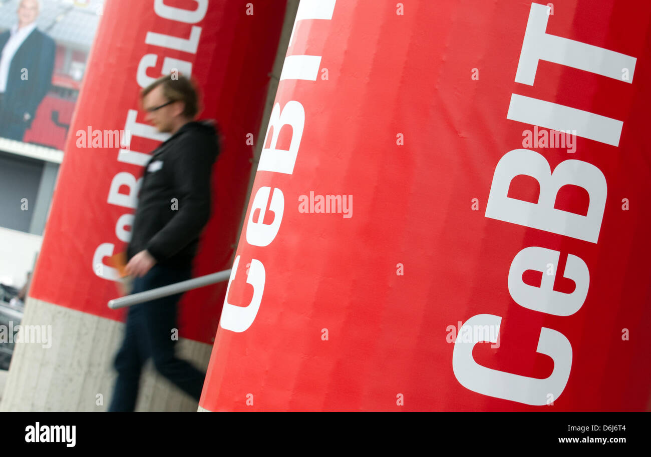 A visitor at information technology fair CEBIT in Hanover, Germany, 05 ...
