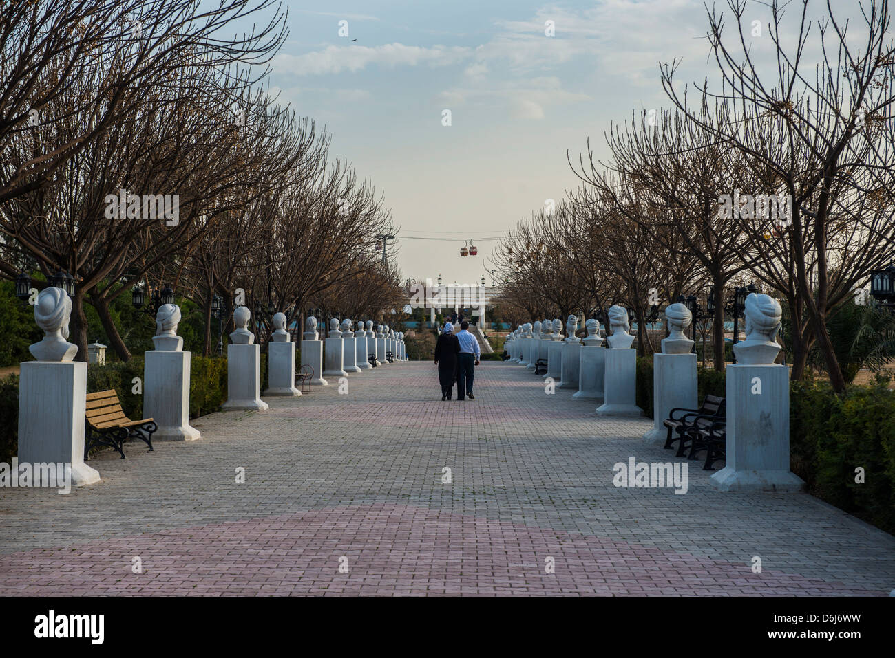 Statue alley in the Minare Park and Shanadar Park in Erbil (Hawler ...