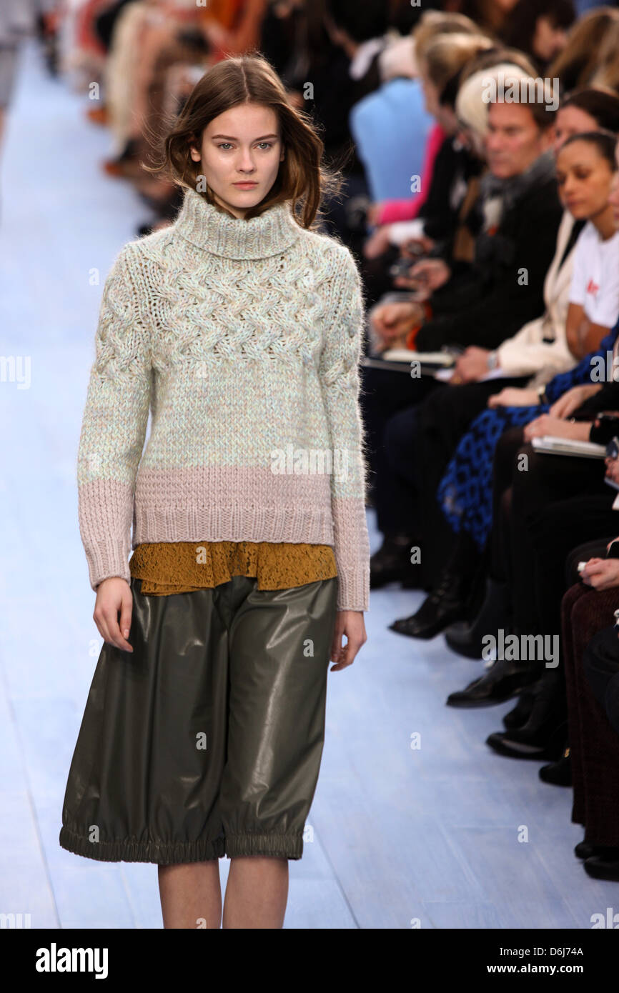 A model wears a creation by French fashion house Chloe as part of the ...