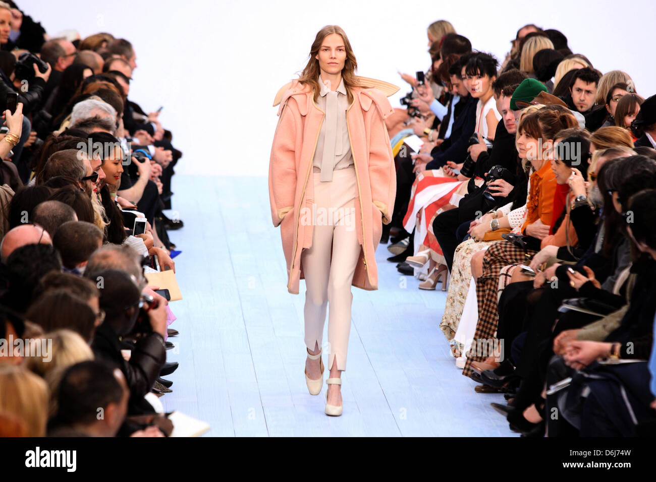 A model wears a creation by French fashion house Chloe as part of the ...