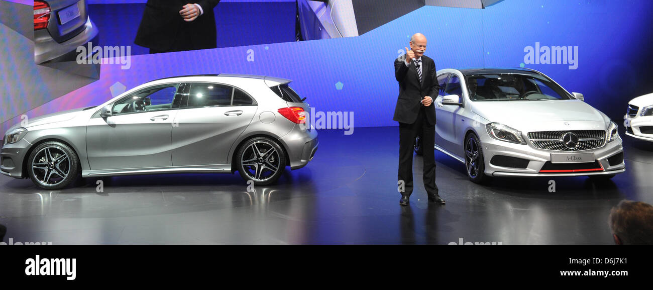 Daimler CEO Dieter Zetsche presents the new Mercedes-Benz A-Class ...