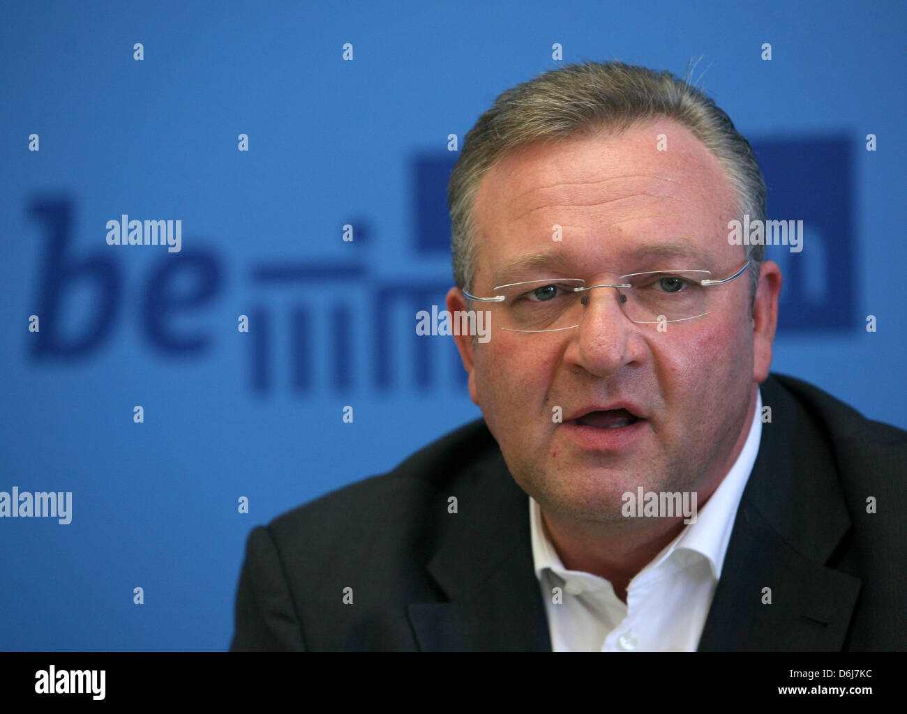 Senator for the Interior of Berlin Frank Henkel answers journalists ...