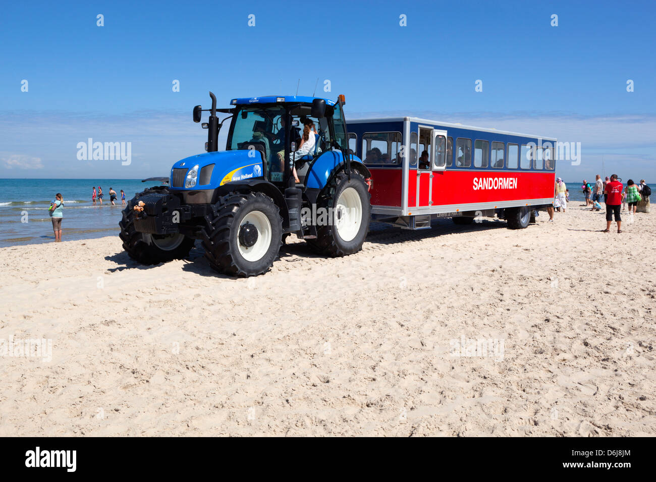 Sandormen tractor-drawn bus, Grenen, Skagen, Jutland, Denmark ...