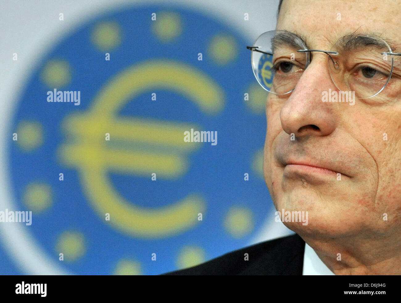 President of the ECB Mario Draghi attends at a regular press conference ...