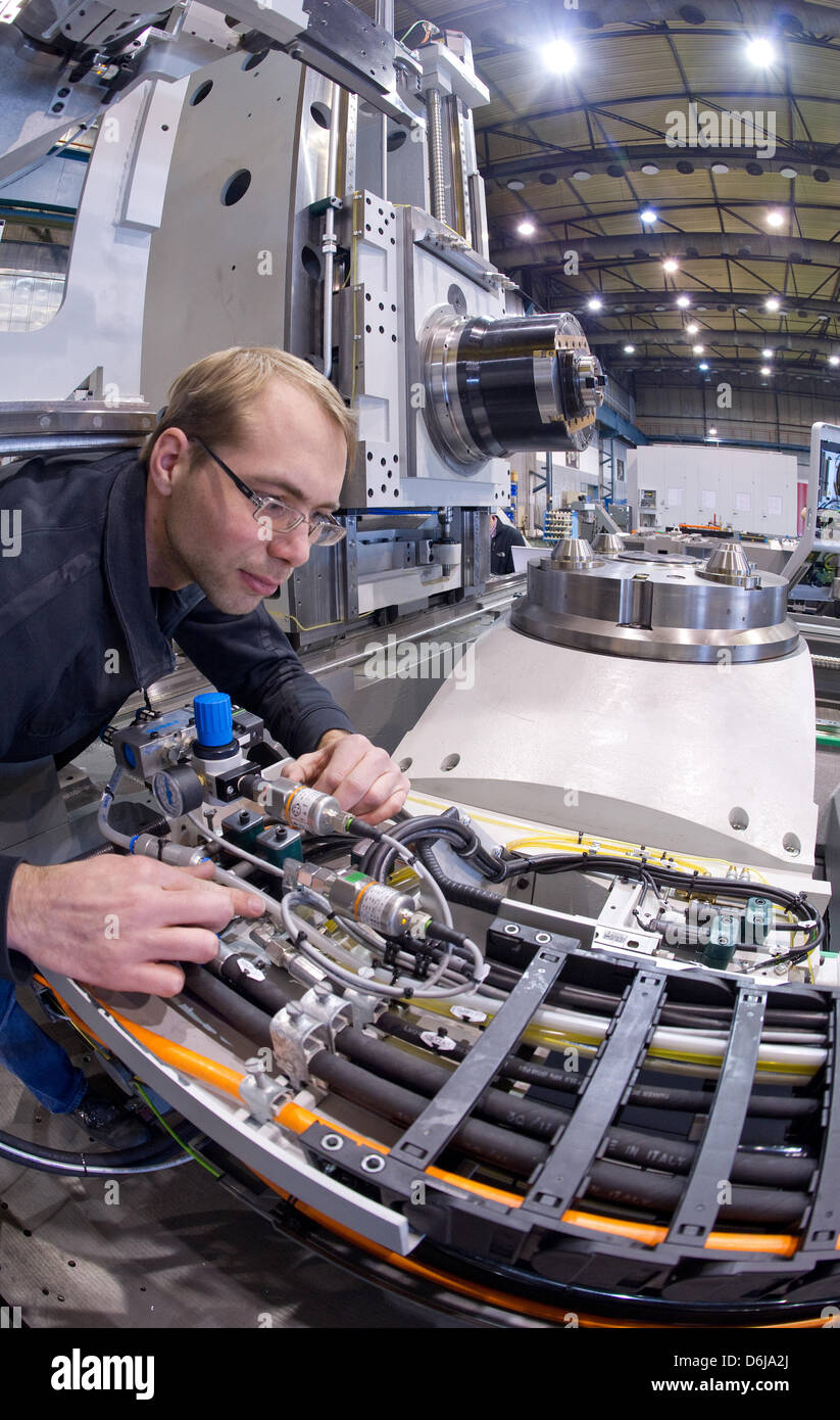 Thomas Kempt assembles at the machining center at the StarragHeckert ...