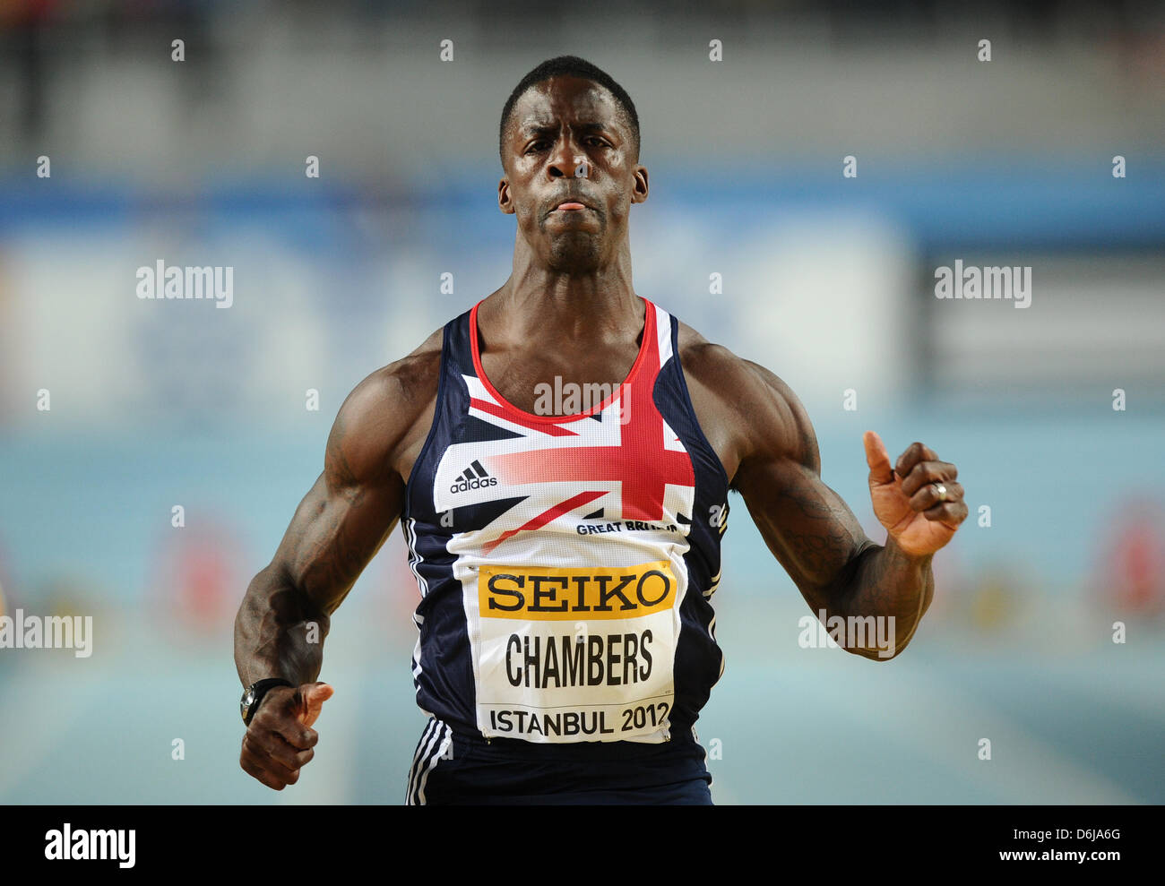 Dwain Chambers of Great Britain competes in the Men's 60 metres ...