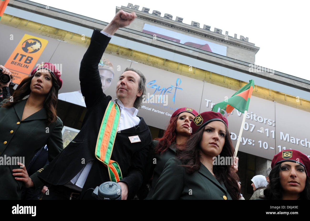 Representatives from the ficticious country Wadiya stand in front of ...