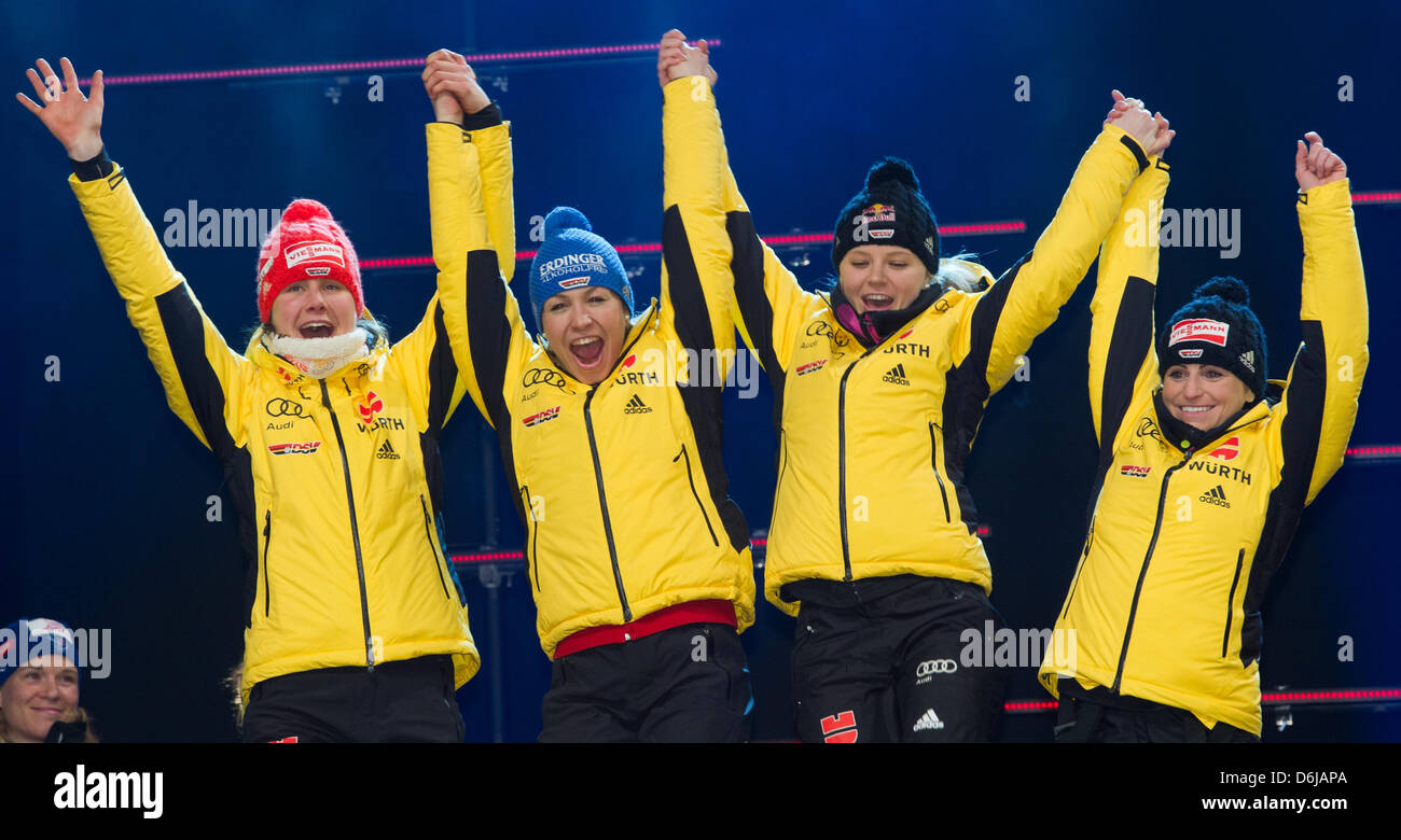 German biathletes Tina Bachmann (L-R), Magdalena Neuner, Miriam ...