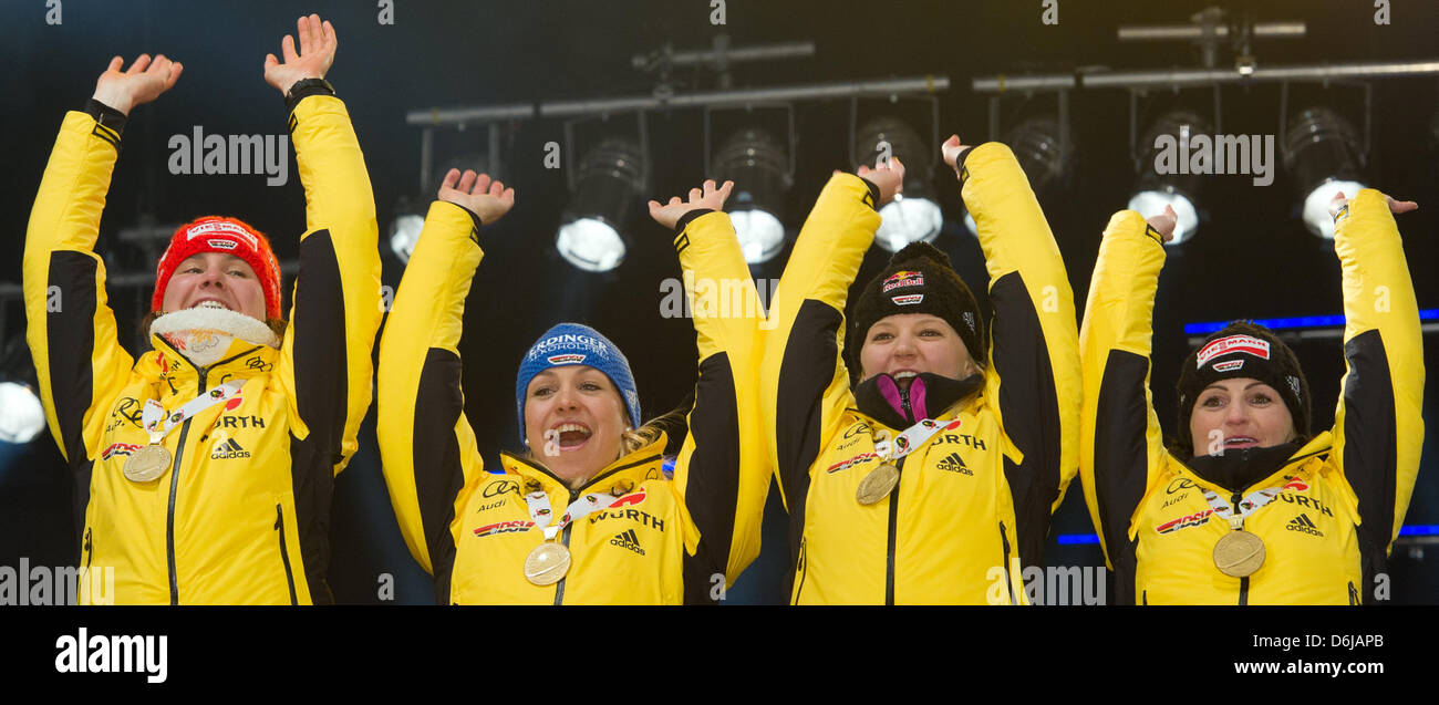 German biathletes Tina Bachmann (L-R), Magdalena Neuner, Miriam ...