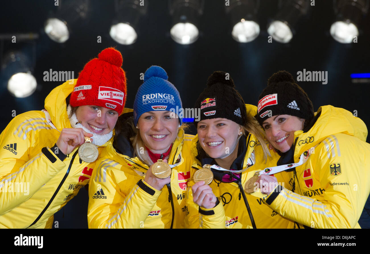 German biathletes Tina Bachmann (L-R), Magdalena Neuner, Miriam ...