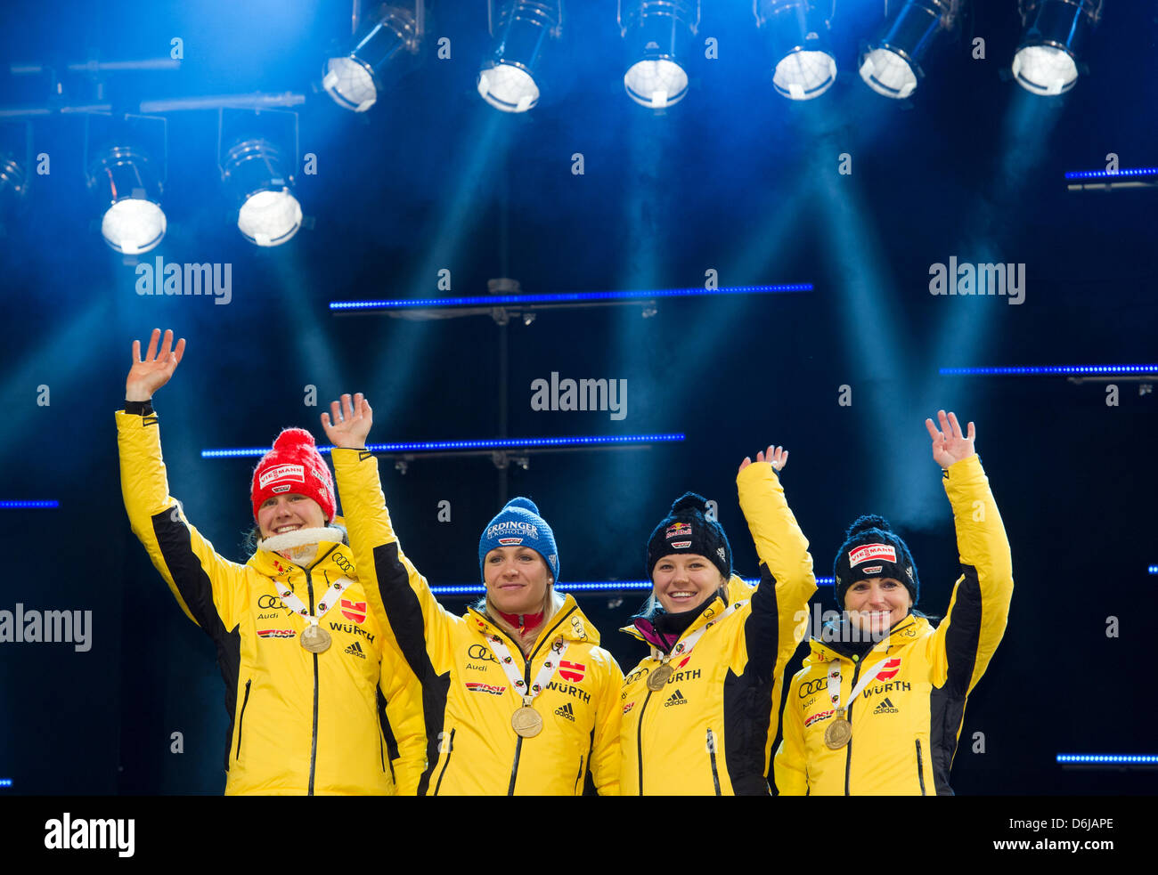 German biathletes Tina Bachmann (L-R), Magdalena Neuner, Miriam ...