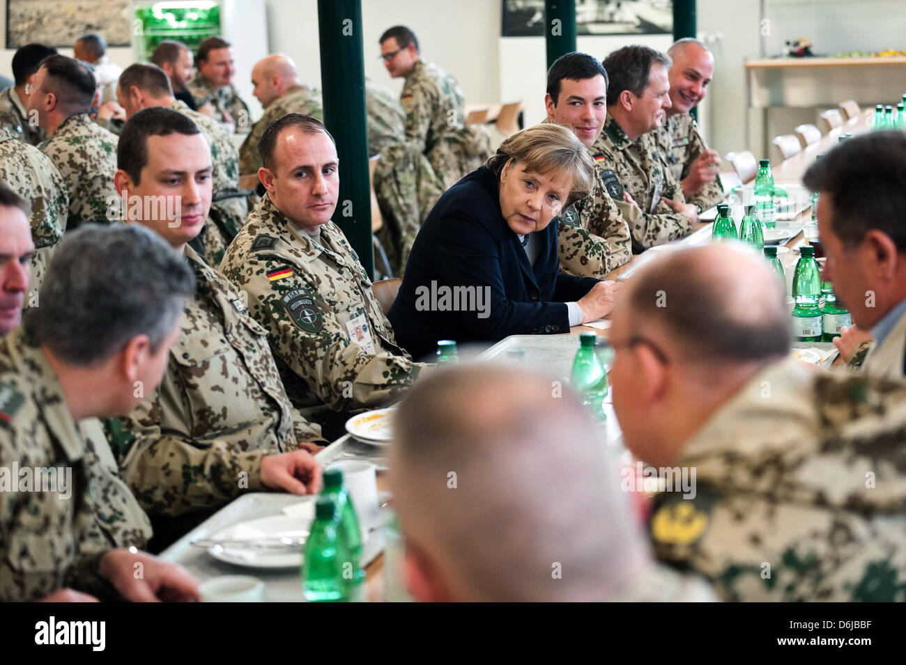 German Chancellor Angela Merkel visits an Army Signal Corps at Camp ...