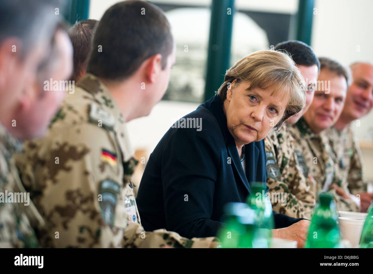 German Chancellor Angela Merkel visits an Army Signal Corps at Camp ...