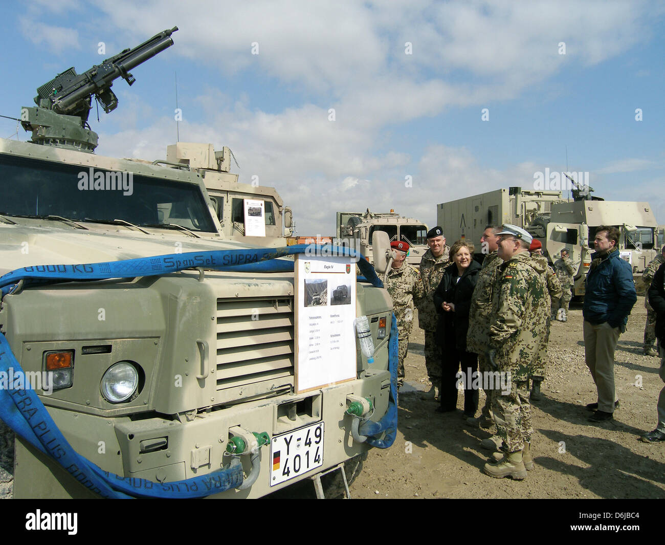 German Chancellor Angela Merkel visits the Army Signal Corps at Camp ...