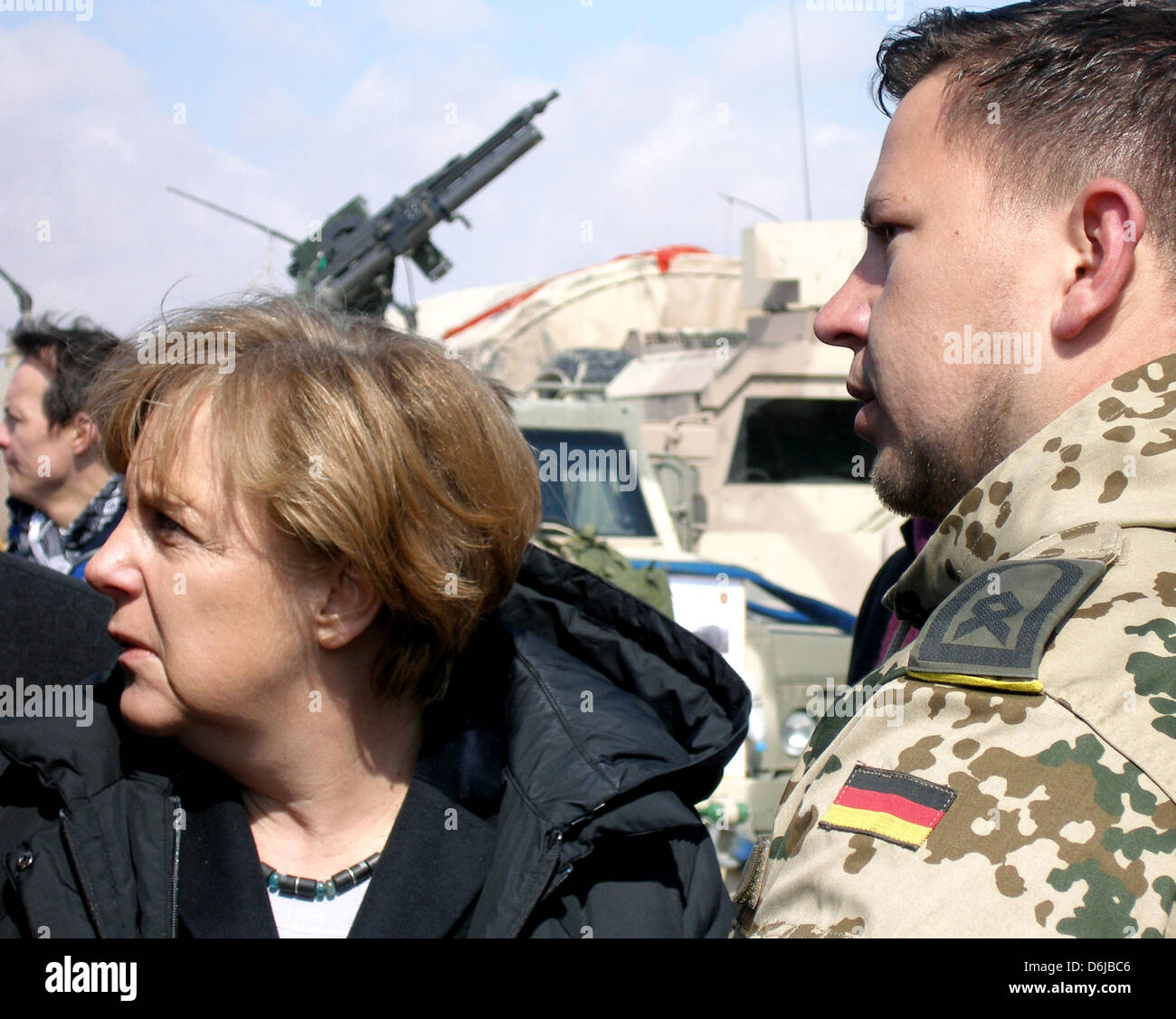 German Chancellor Angela Merkel visits the Army Signal Corps at Camp ...
