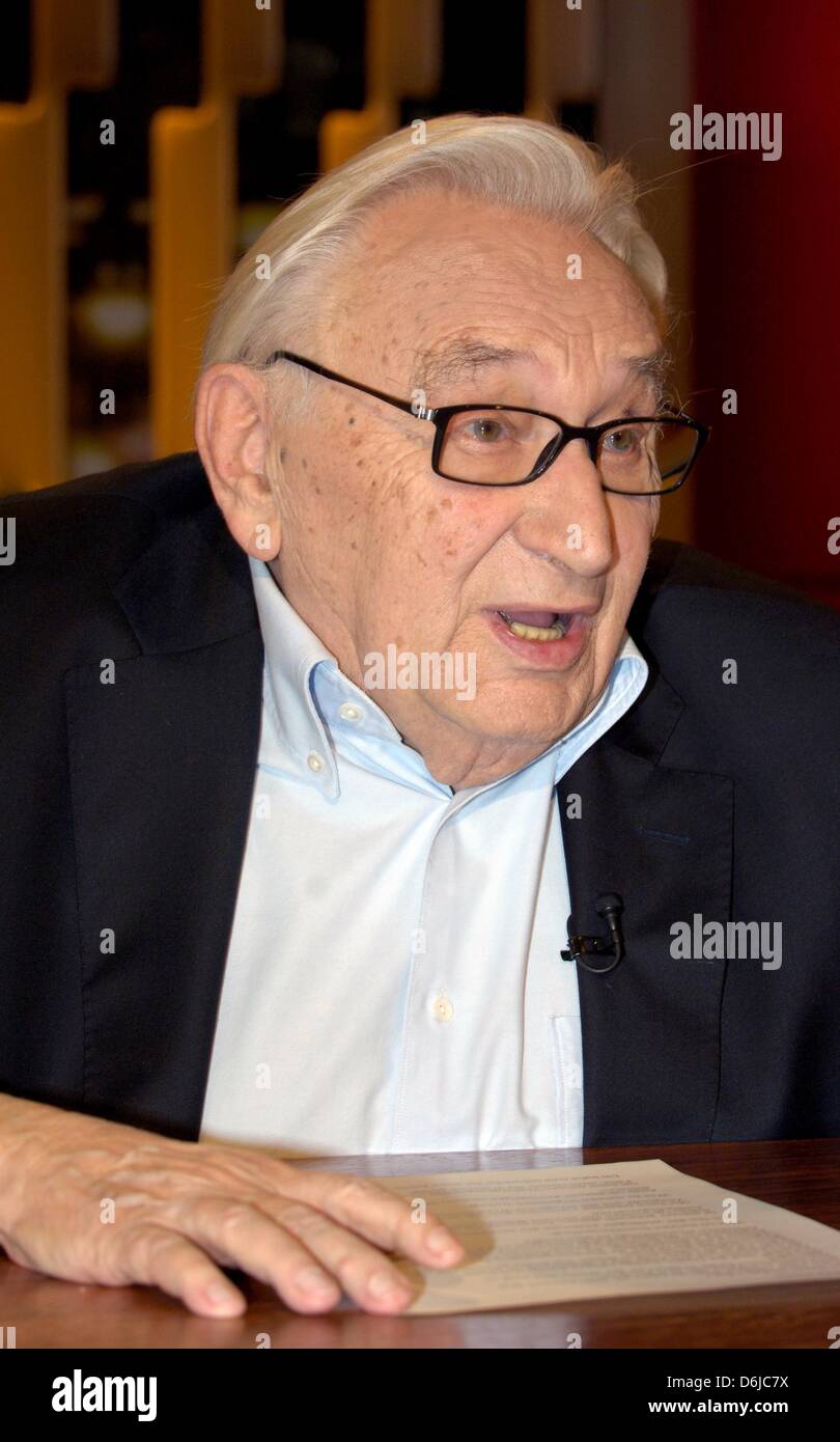 Egon Bahr, German SPD politician, sits during the recording of the ...