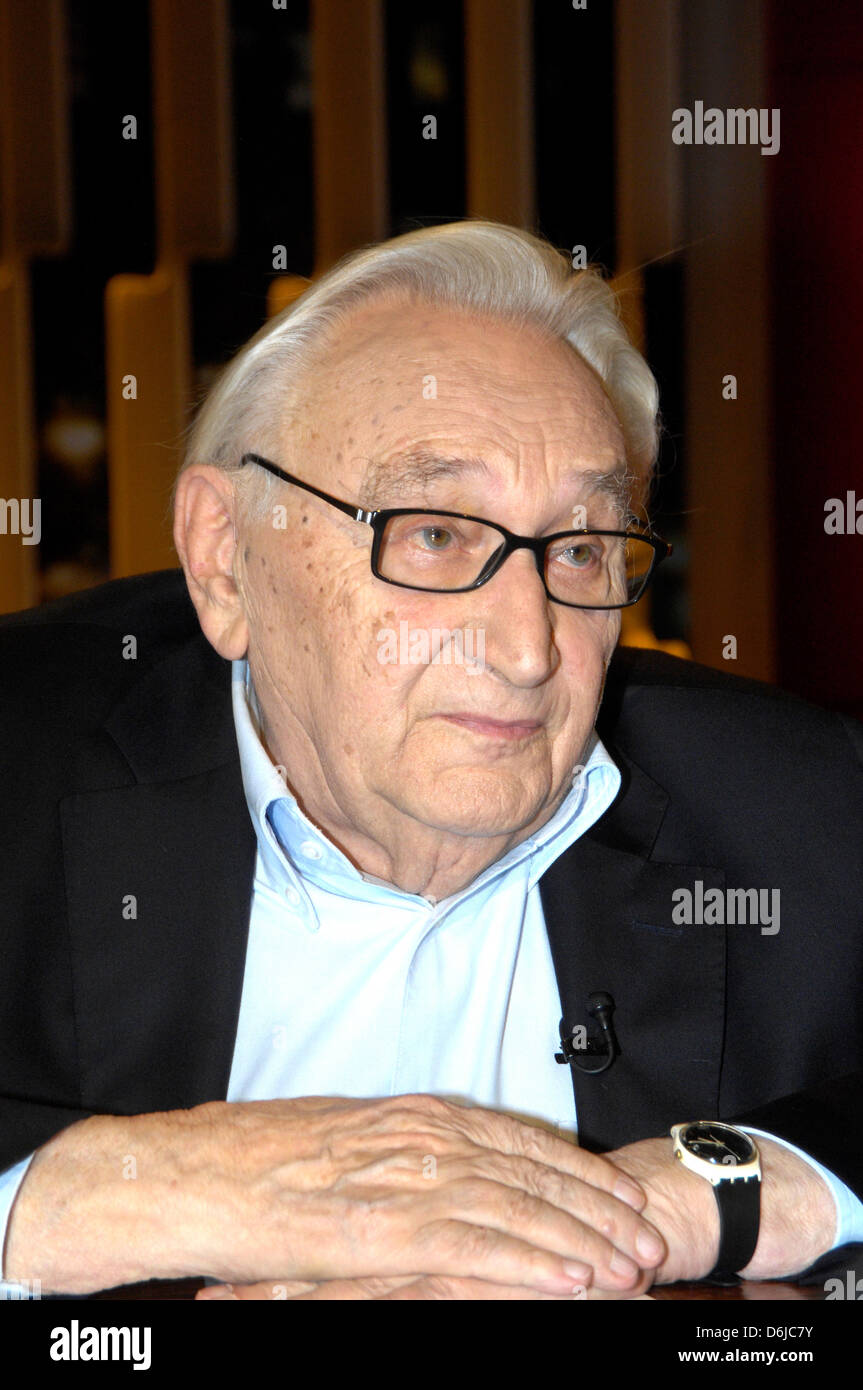 Egon Bahr, German SPD politician, sits during the recording of the ...