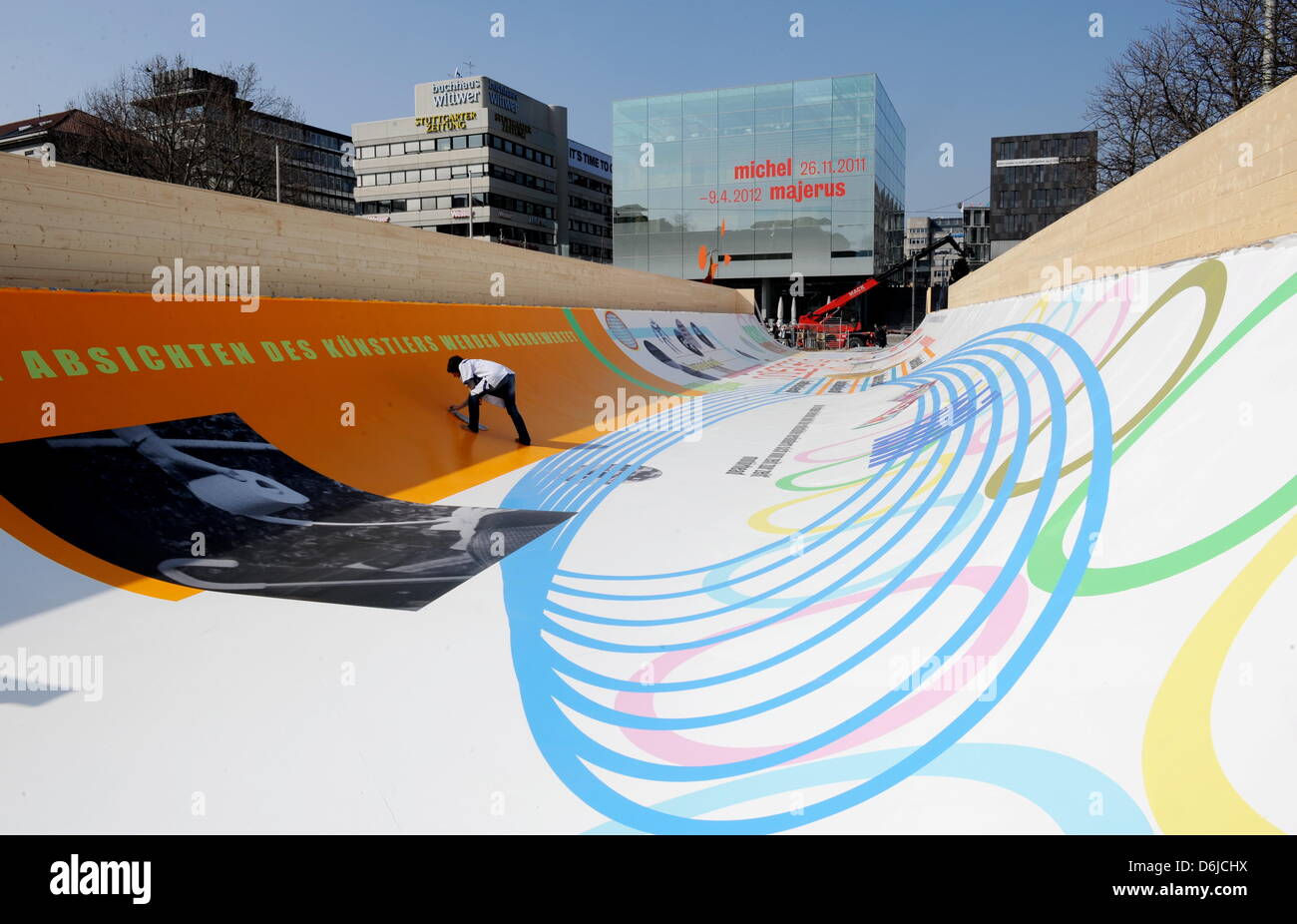 A skating halfpipe by artist Michel Majerus has been erected in front ...