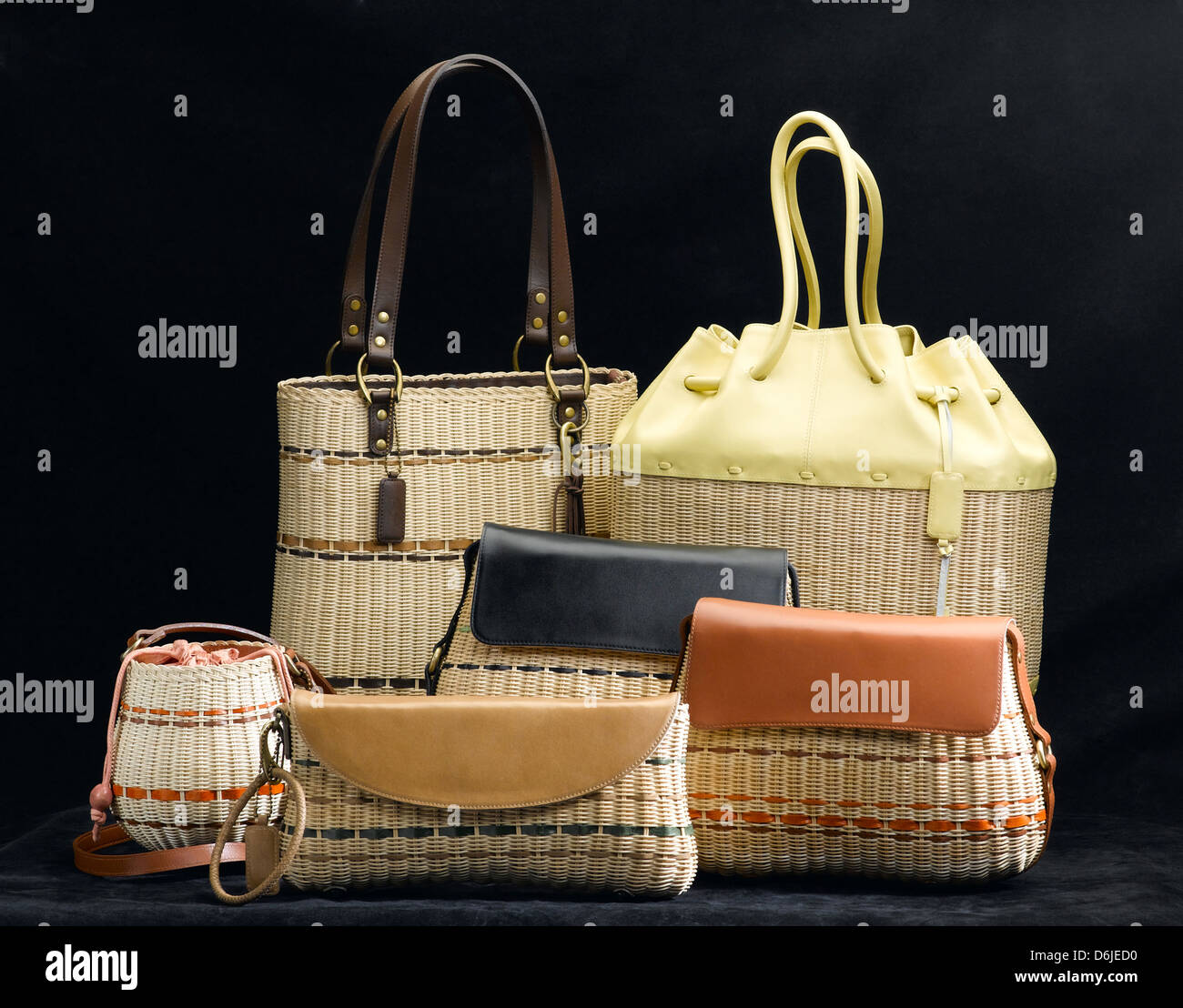 The collection of bamboo handbags for your choice Stock Photo - Alamy