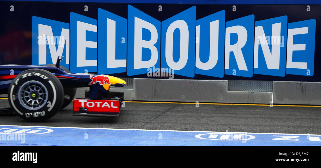 Australian Formula One driver Mark Webber of Red Bull steers his car ...