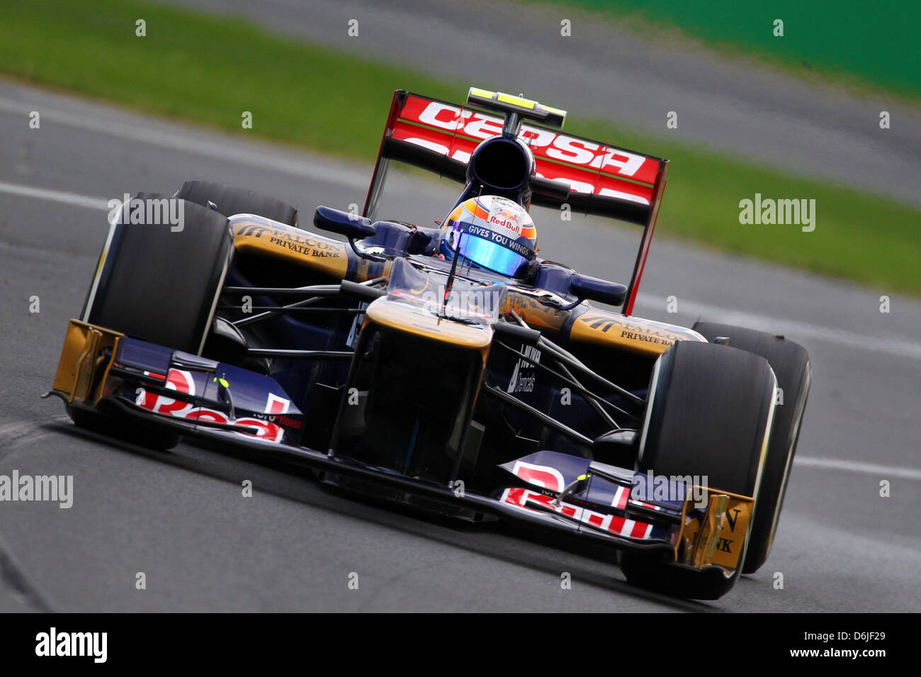 French Formula One driver Jean-Eric Vergne of Toro Rosso steers his car ...