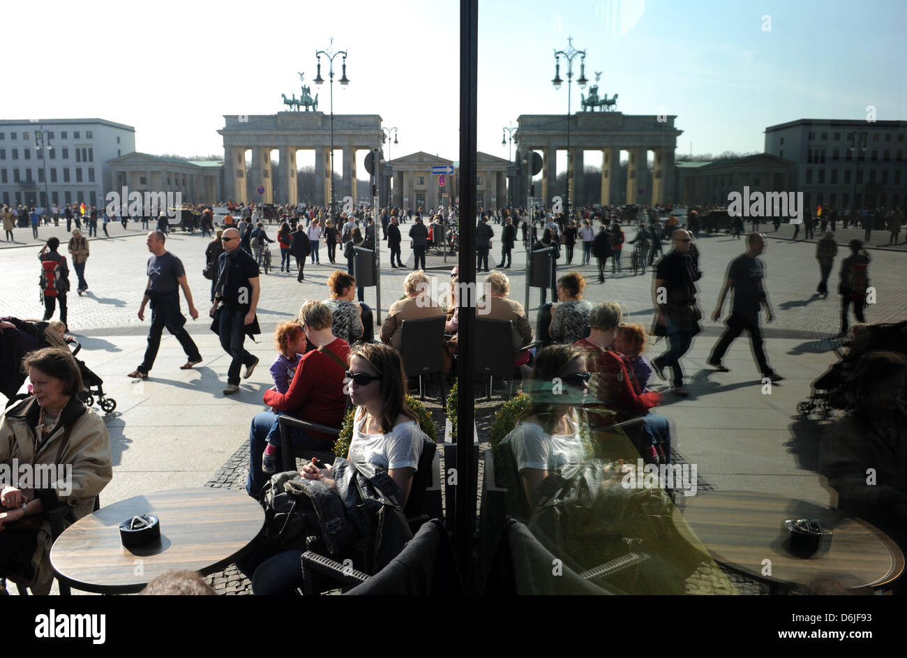 The Brandenburg Gate is reflected in a window in Berlin, Germany, 16 ...