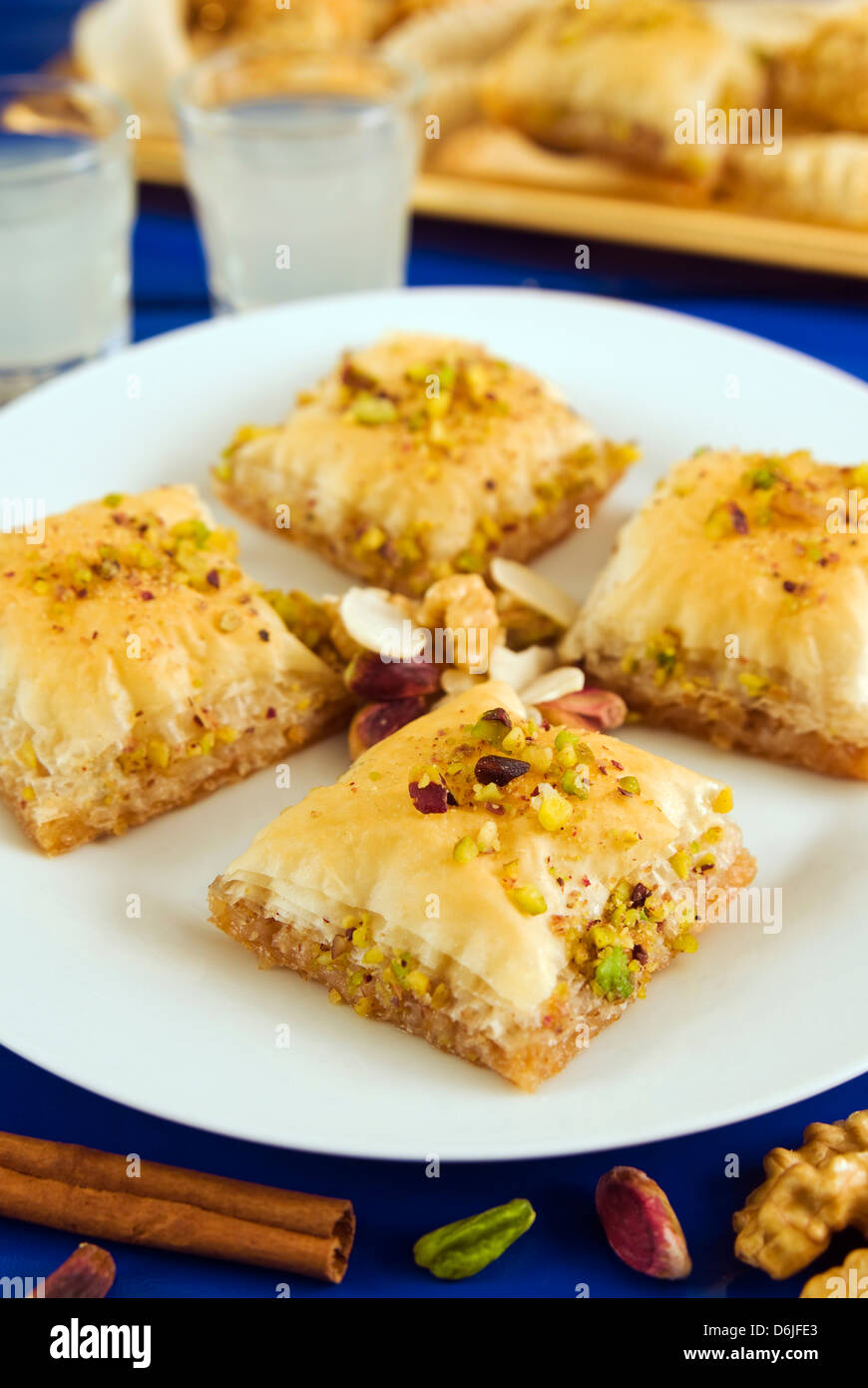 Baklava, filo pastry with honey and pistachios, Greece, Europe Stock ...
