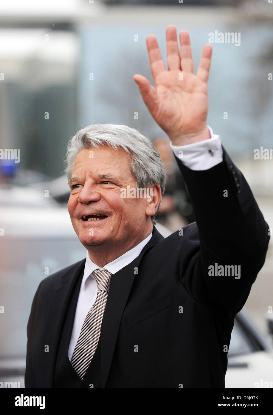 Newly elected German President Joachim Gauck waves as he leaves the ...