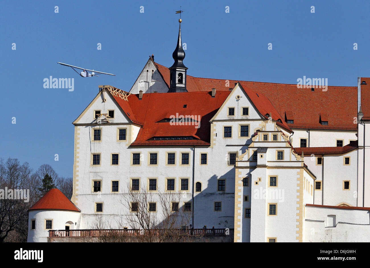 A model of the legendary Colditz glider starts from the roof of the ...