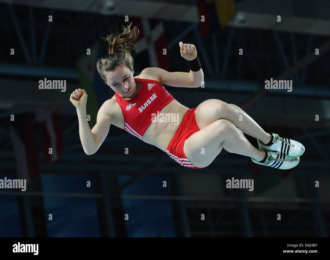 Swiss athlete Nicole Buechler competes in the Women's pole vault final ...