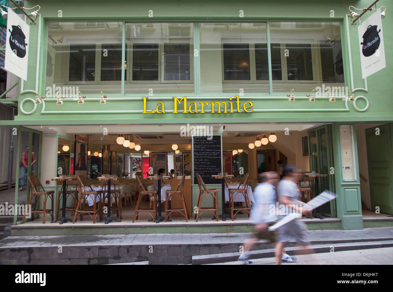 People walking past French bistro, Soho, Central, Hong Kong, China ...